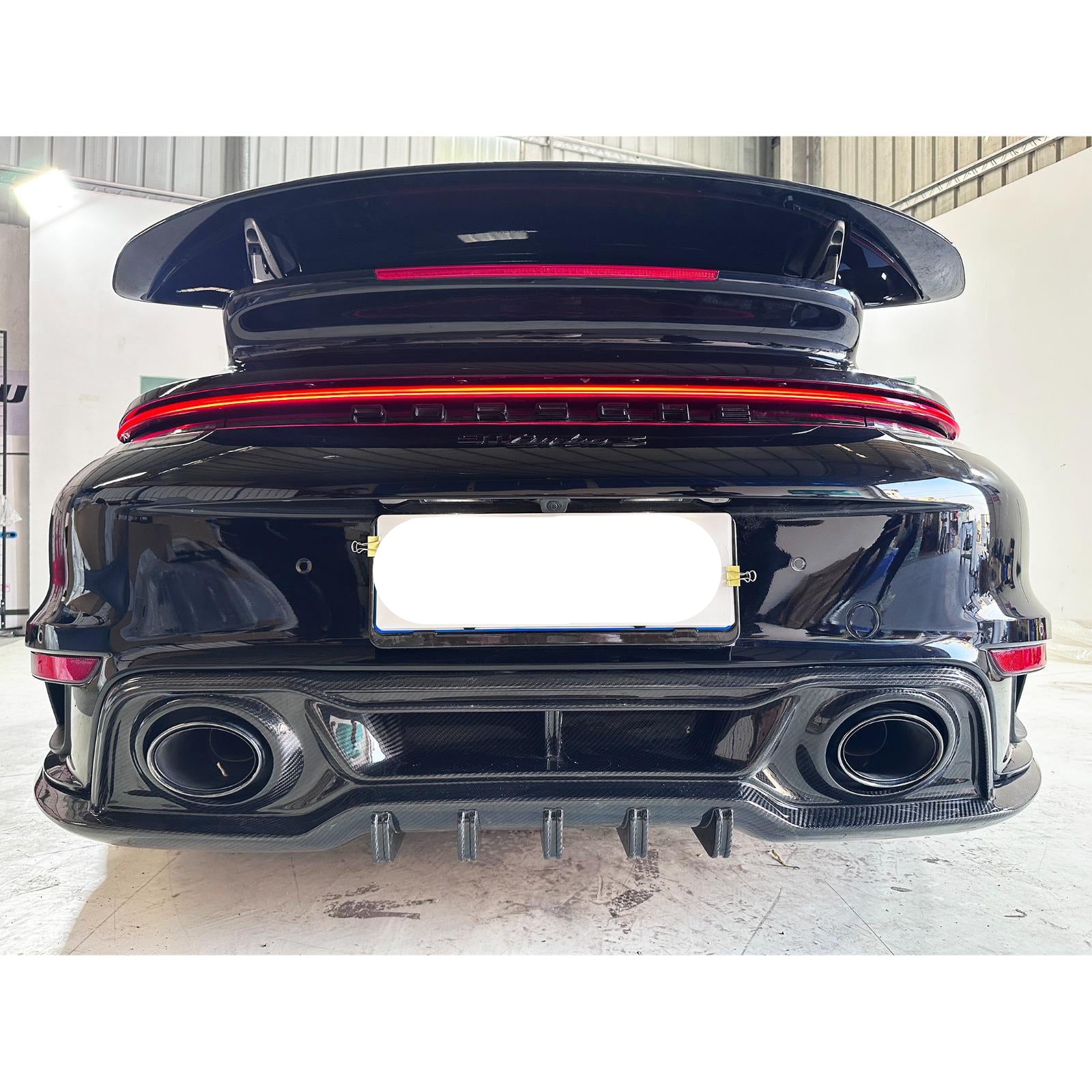 Carbon Fiber T Style Rear Diffuser - Porsche 911 992 Turbo S
