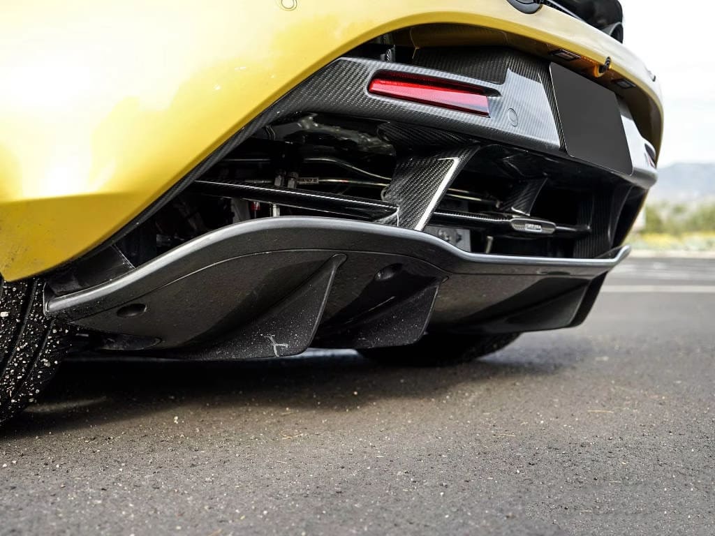 Carbon Fiber Rear Bumper OEM Style Upper Bumper Trim + Rear Diffuser