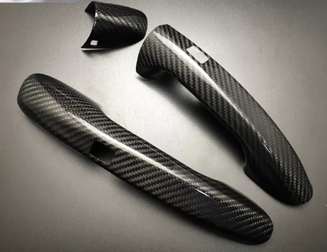 Real Dry Carbon Fiber Keyless Sensor Door Handle Cover Fits 16-21 R190