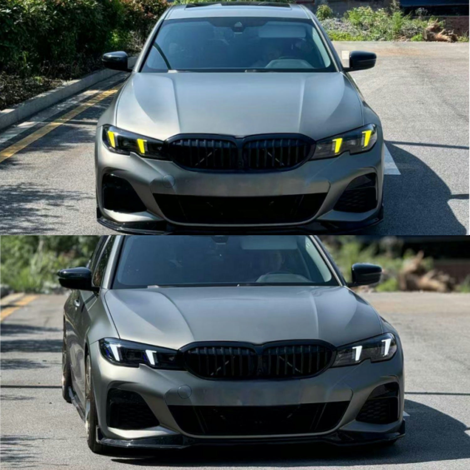 LED Laser Snake Eyes Yellow & White DRL Headlight Set Upgrade - BMW 3