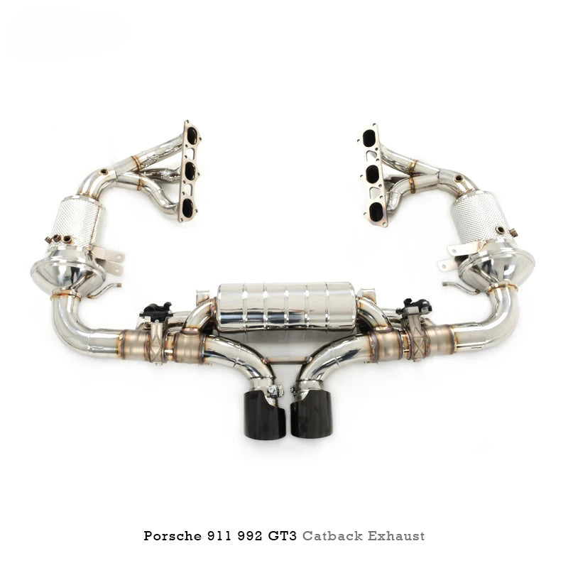Stainless Steel Full Catback Exhaust w/ Valved Muffler and Headers - P