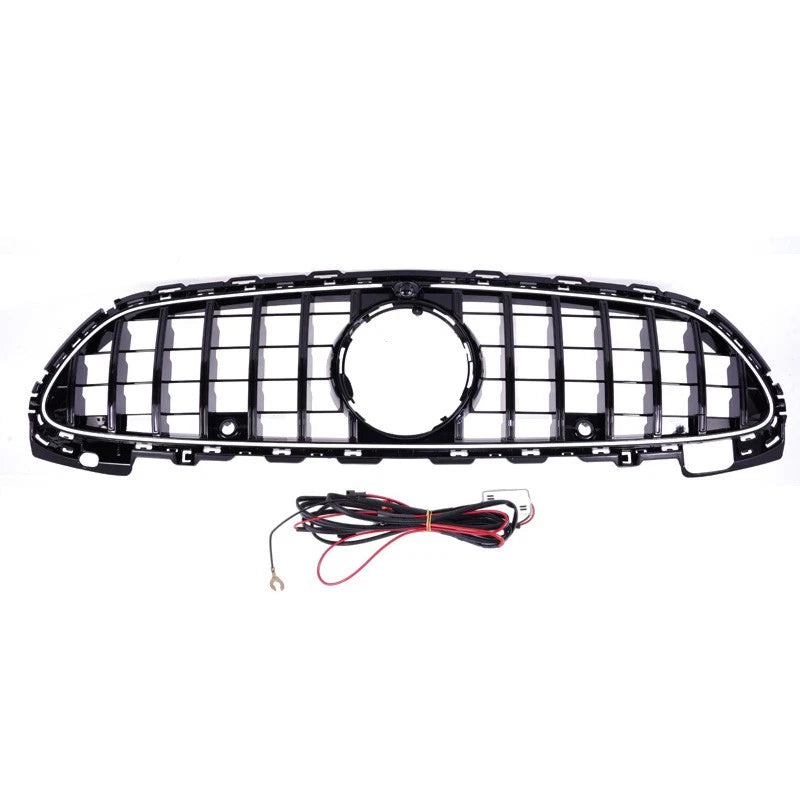 Gloss Black GTR Style w/LED Front Grille replacement - Mercedes Benz C