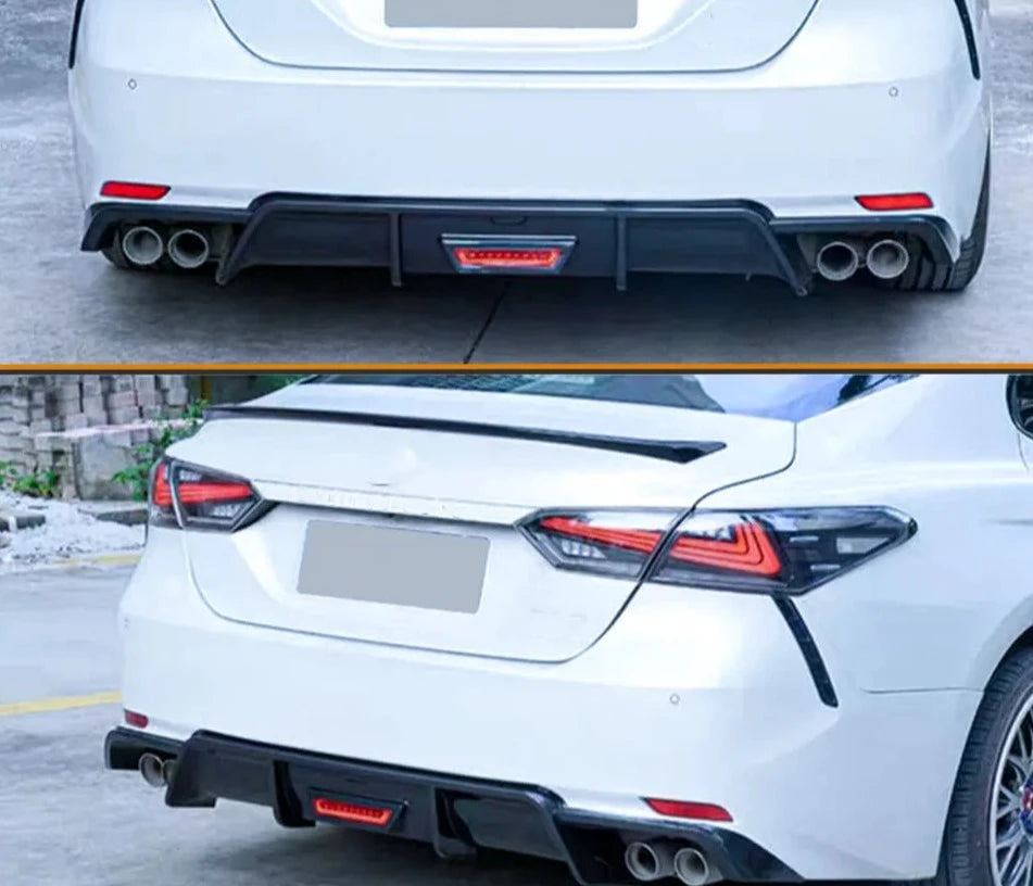 Gloss Black Rear Bumper Diffuser W/ Led Light - Toyota Camry SE/XSE